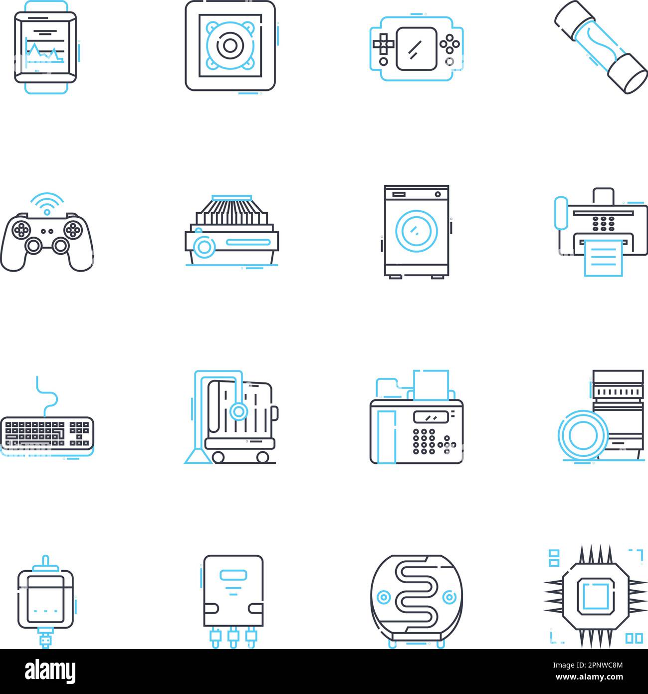 Virtual management linear icons set. Remote, Digital, Technology ... Virtual management linear icons set. Remote, Digital, Technology ...