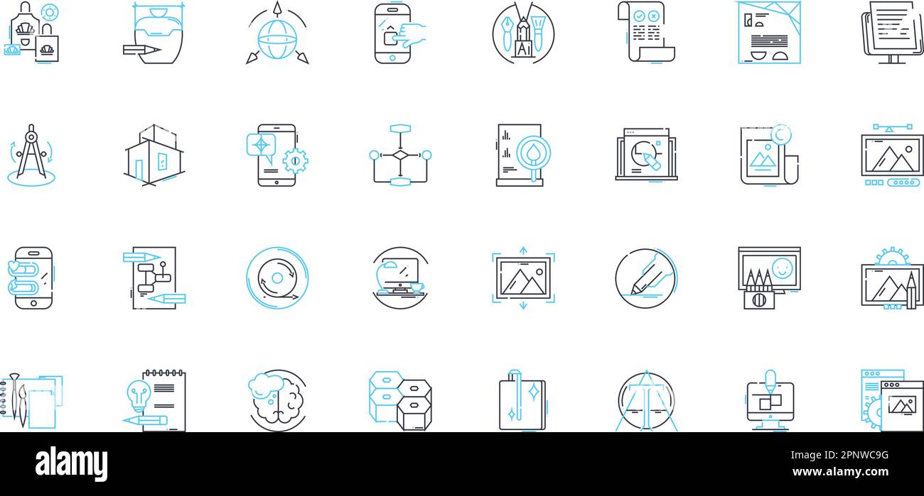 Innovative solutions linear icons set. Disruptive, Piering, Cutting ... Innovative solutions linear icons set. Disruptive, Piering, Cutting ...