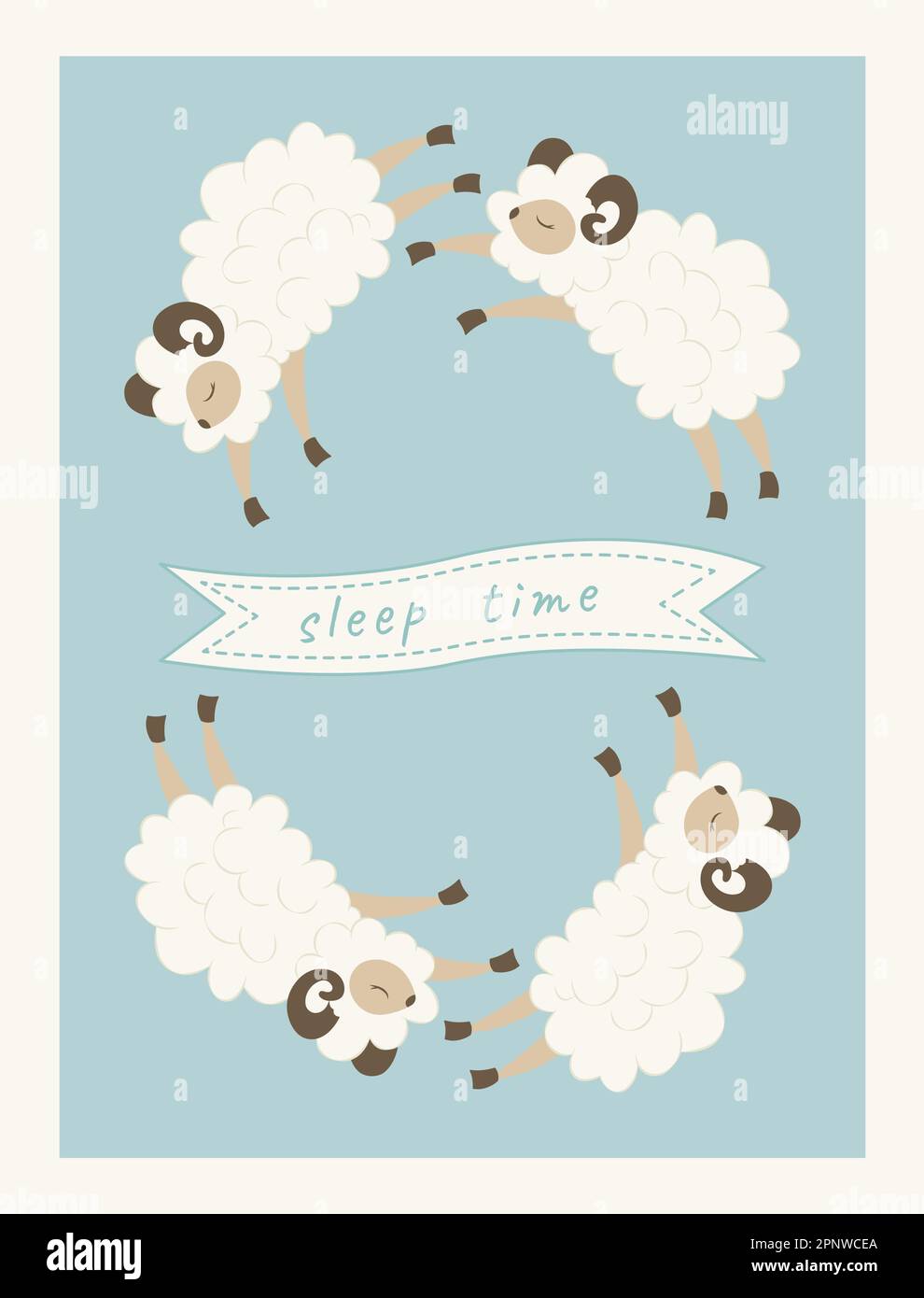 Funny fluffy sheep fly across the sky. Count lambs at night. Poster for ...