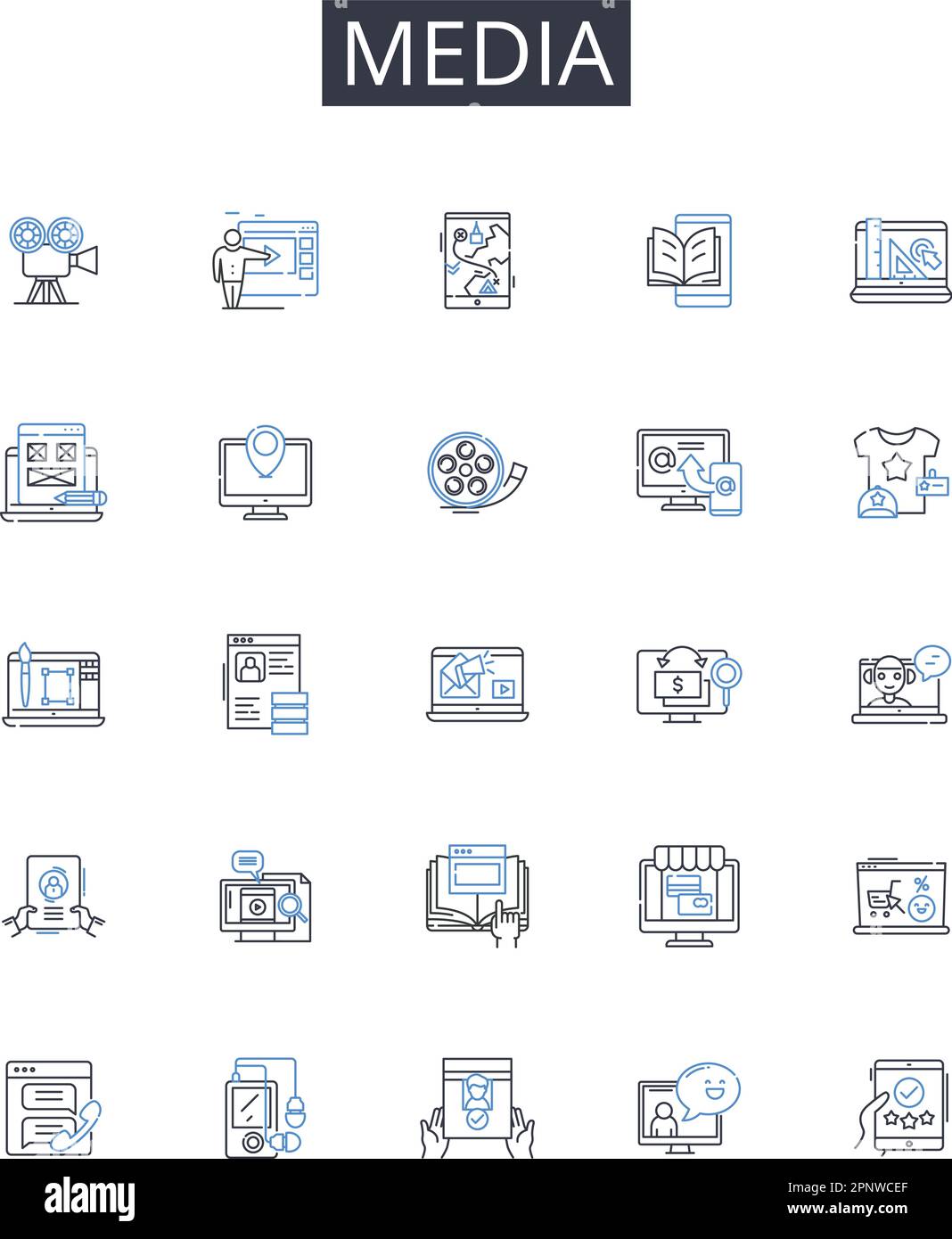 Media line icons collection. Maintenance, Service, Repair, Inspection ...