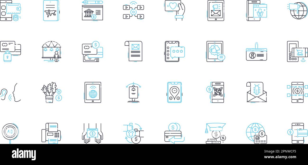 Electronic Signature Linear Icons Set Authentication Verification