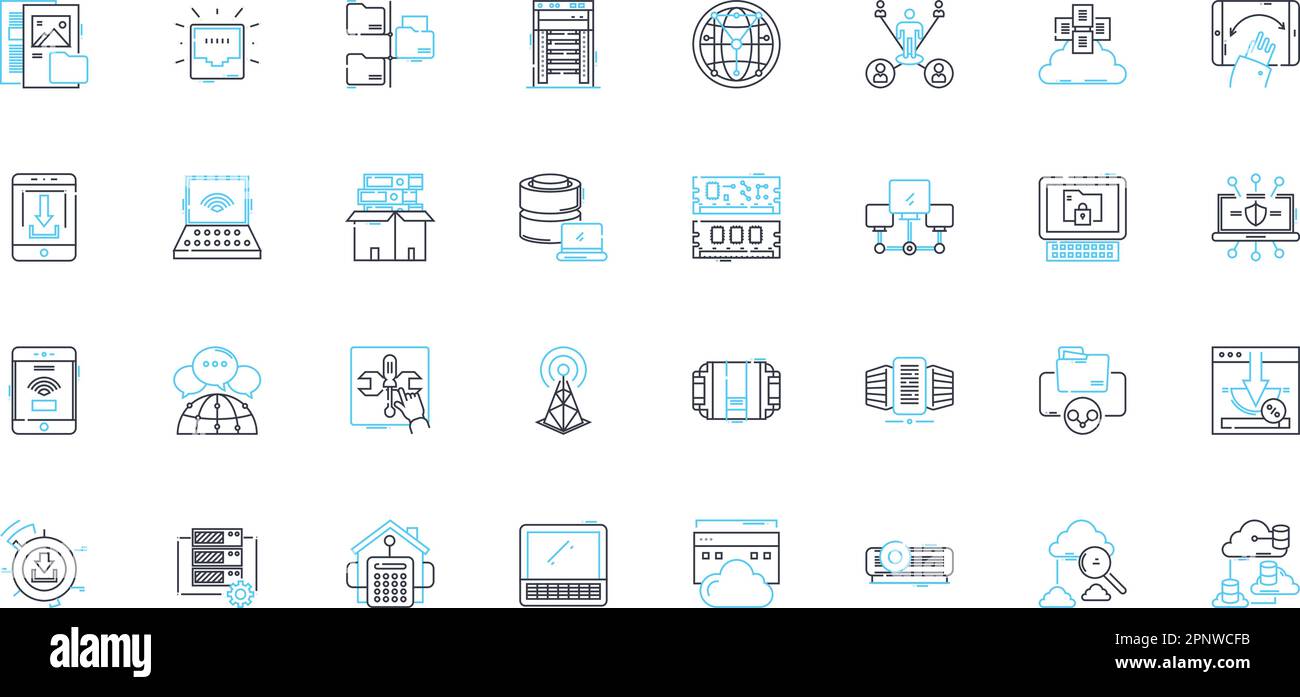 Cloud devices linear icons set. Storage, Computing, Mobility ...
