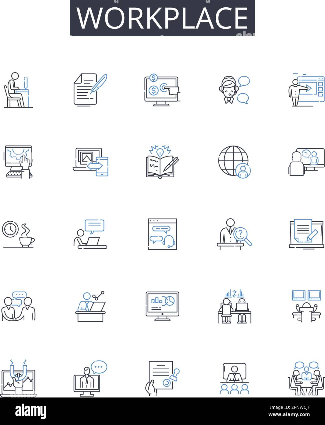 Workplace line icons collection. Bundle, Container, Load, Stack ...