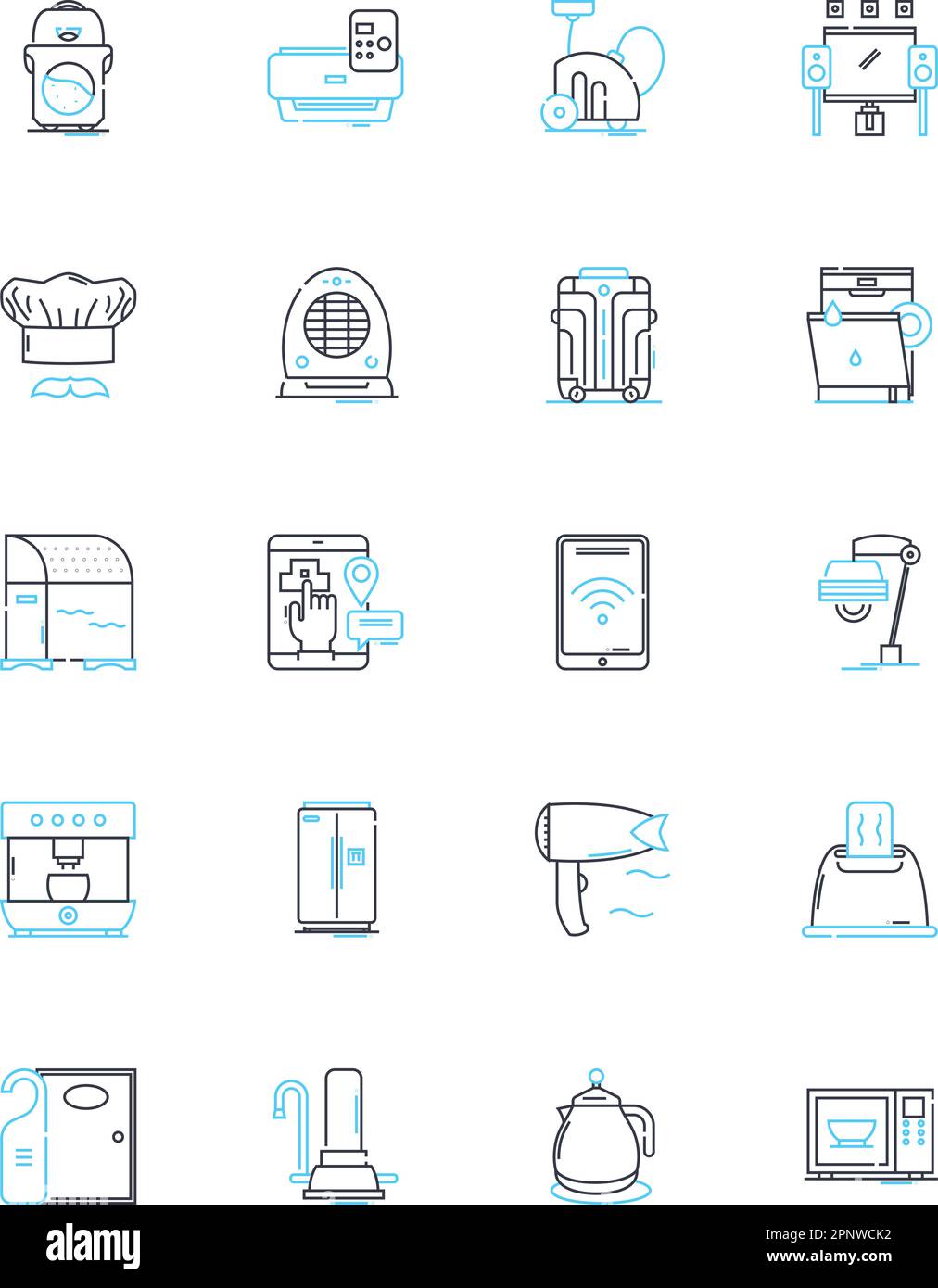 Equipment linear icons set. Tools, Gadgets, Apparatus, Machines ...