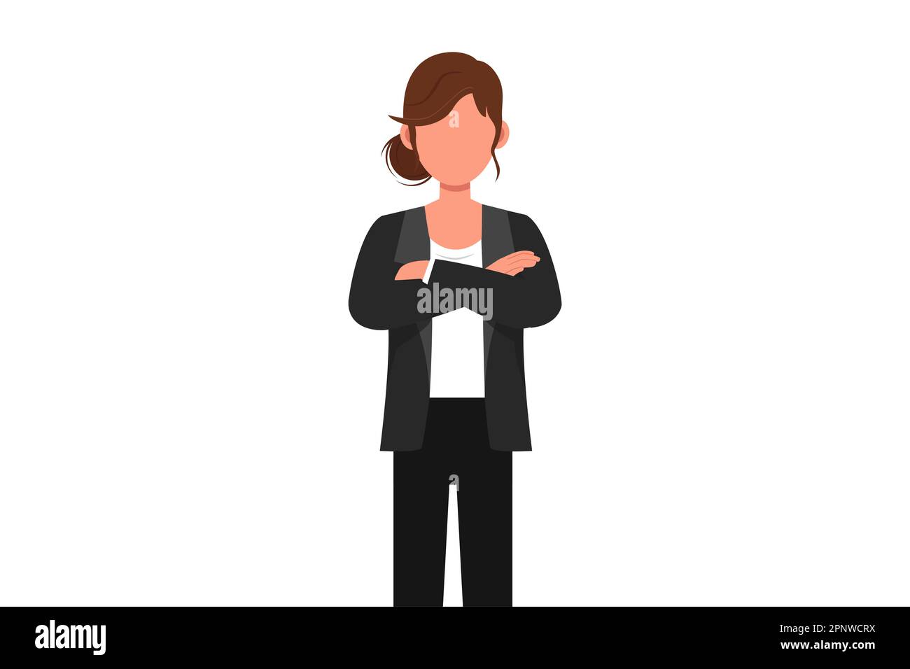 Business flat cartoon style drawing confident young businesswoman with ...