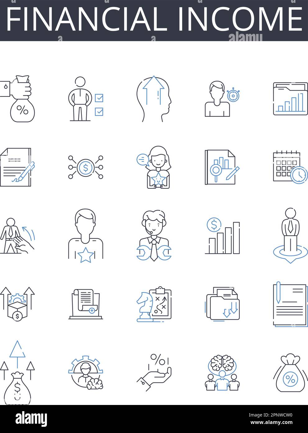 Financial income line icons collection. Unity, Brotherhood, Solidarity ...