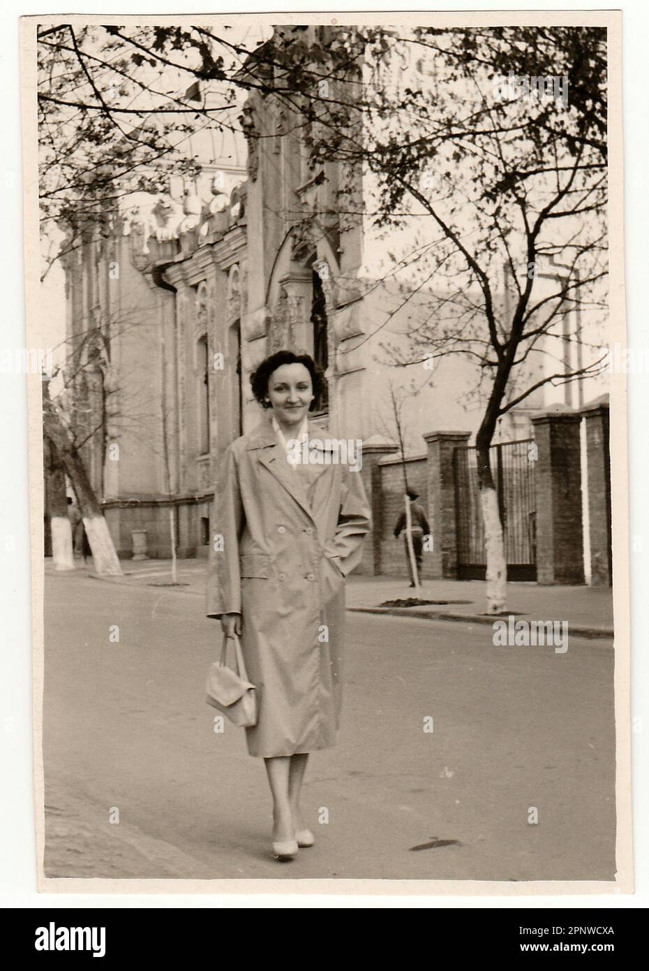 USSR - APRIL, 1961: Vintage photo shows a young pretty woman on the ...
