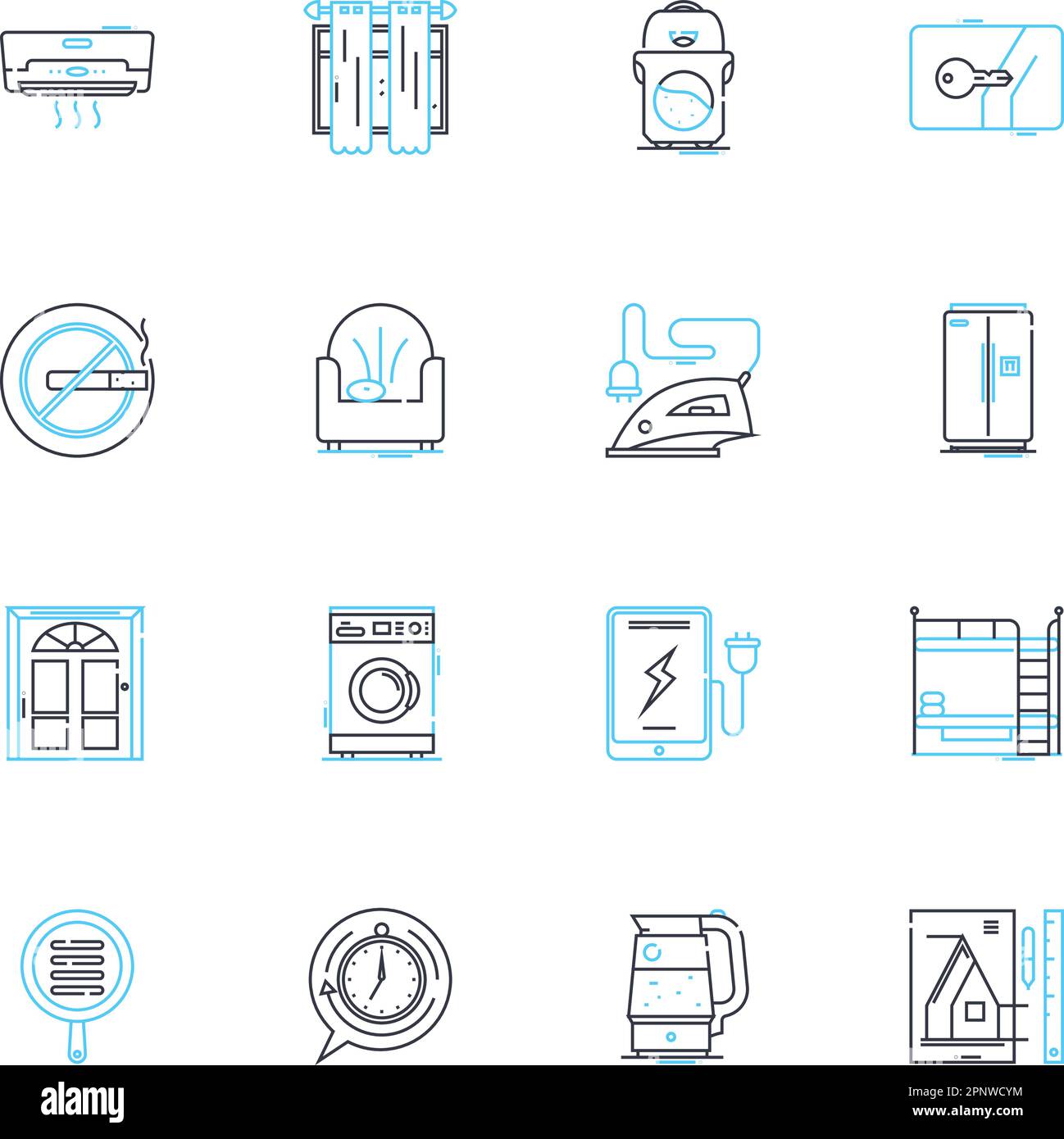 Decor showroom linear icons set. Luxe, Modern, Rustic, Contemporary ...