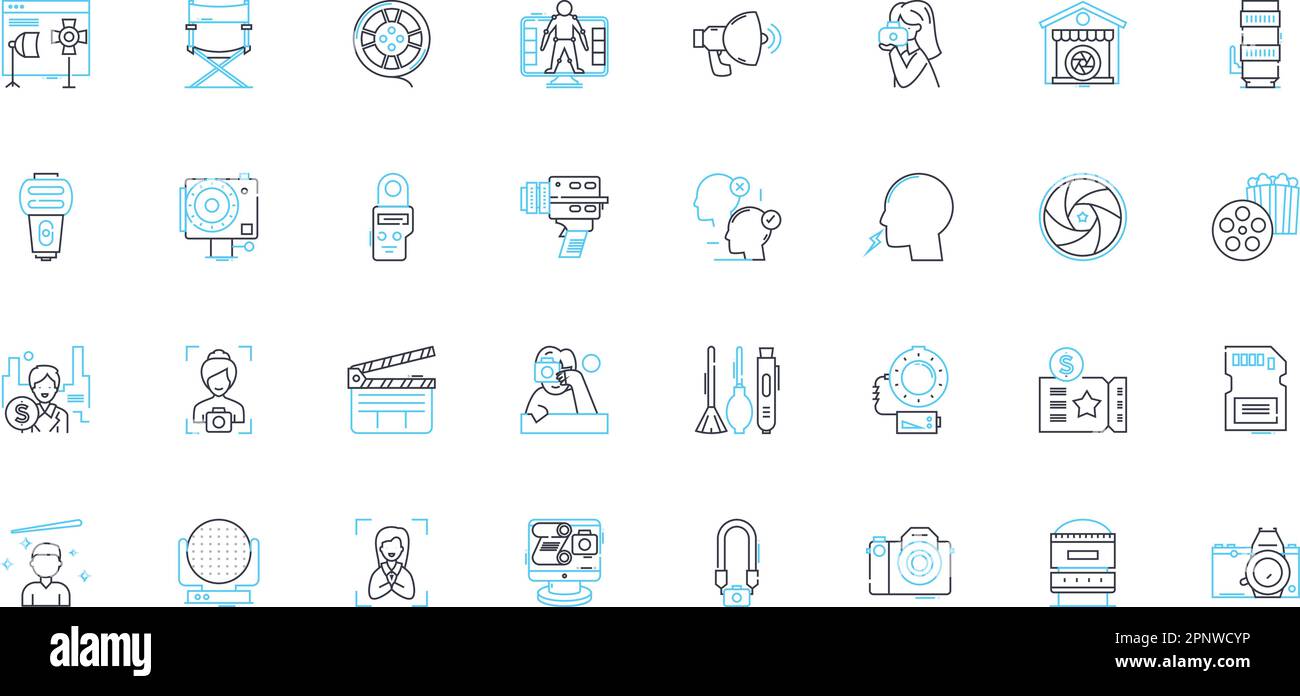 Email marketing linear icons set. Automated, Newsletter, Broadcast ...