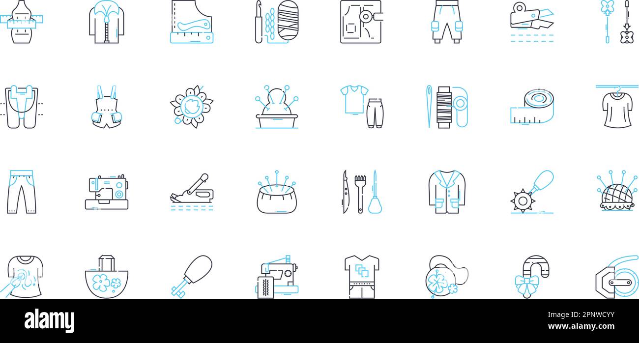 Crocheting linear icons set. Yarn, Hook, Stitch, Pattern, Amigurumi ...