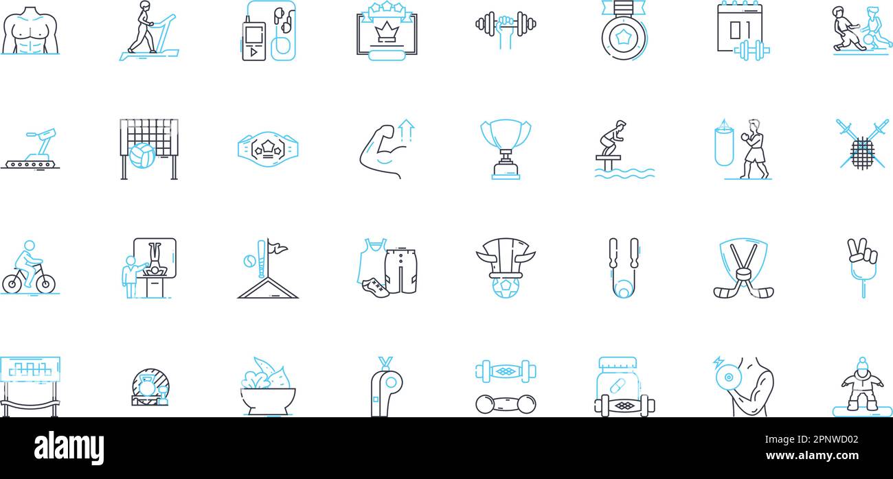 Exercise studio linear icons set. Fitness, Health, Strength, Cardio ...