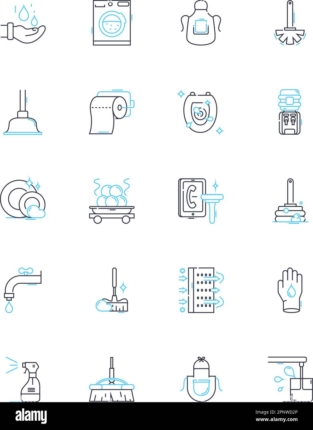 Purging linear icons set. Cleanse, Eliminate, Exorcise, Remove ...