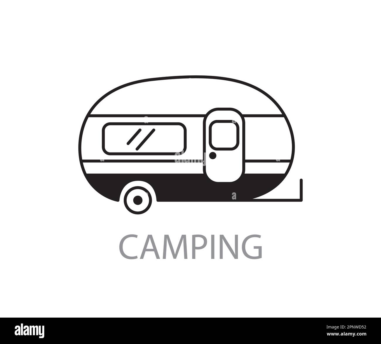 Camper Van and trailer, travel caravan icon doodle Stock Vector Image ...