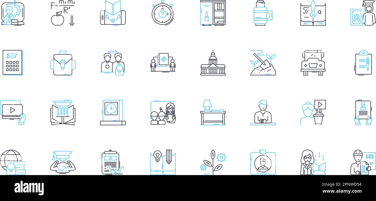 Learning linear icons set. Education, Knowledge, Skill, Training, Study ...