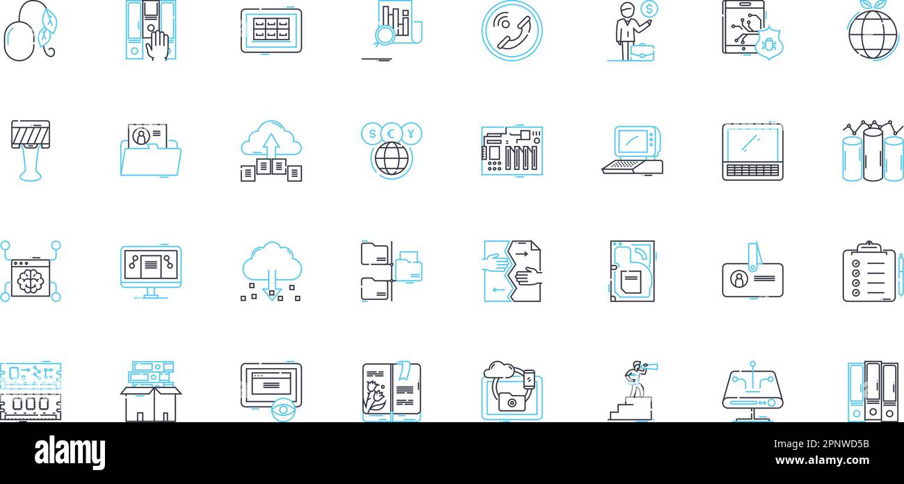 Cloud retention linear icons set. Archiving, Backup, Compliance, Data ...
