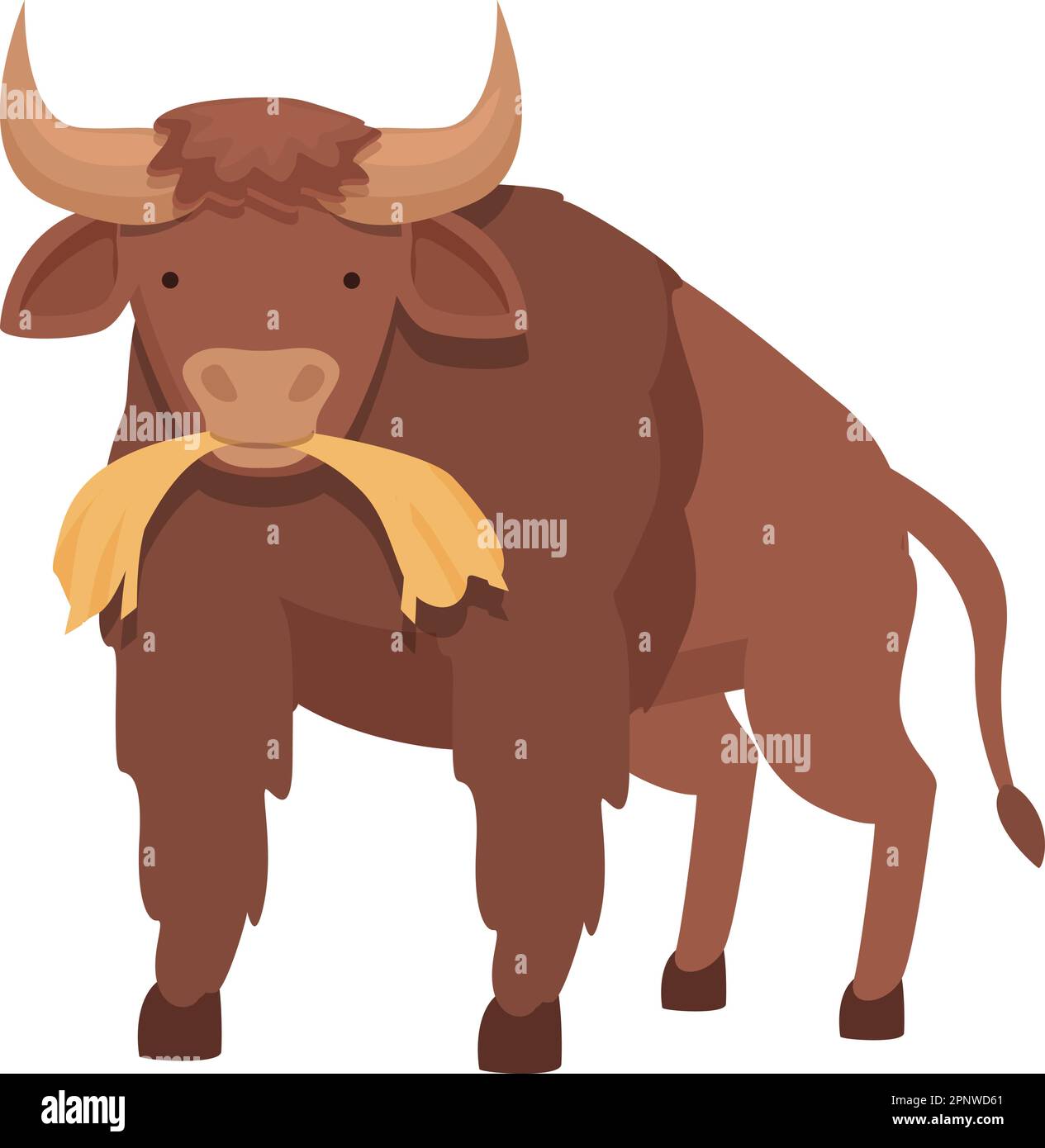 Buffalo eating icon cartoon vector. American animal. Bull head Stock ...