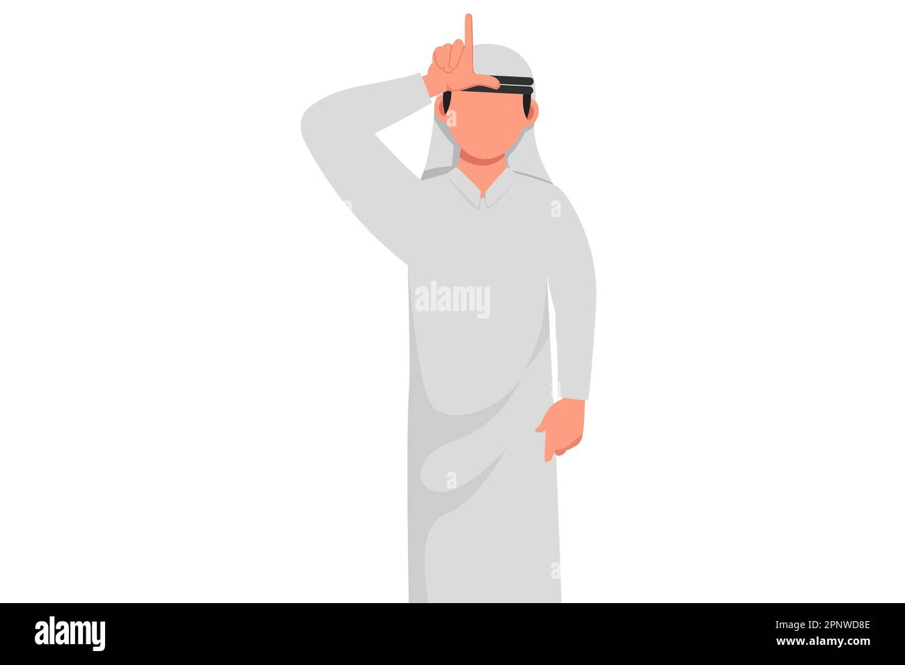 Business flat drawing unhappy Arab businessman showing loser sign on ...