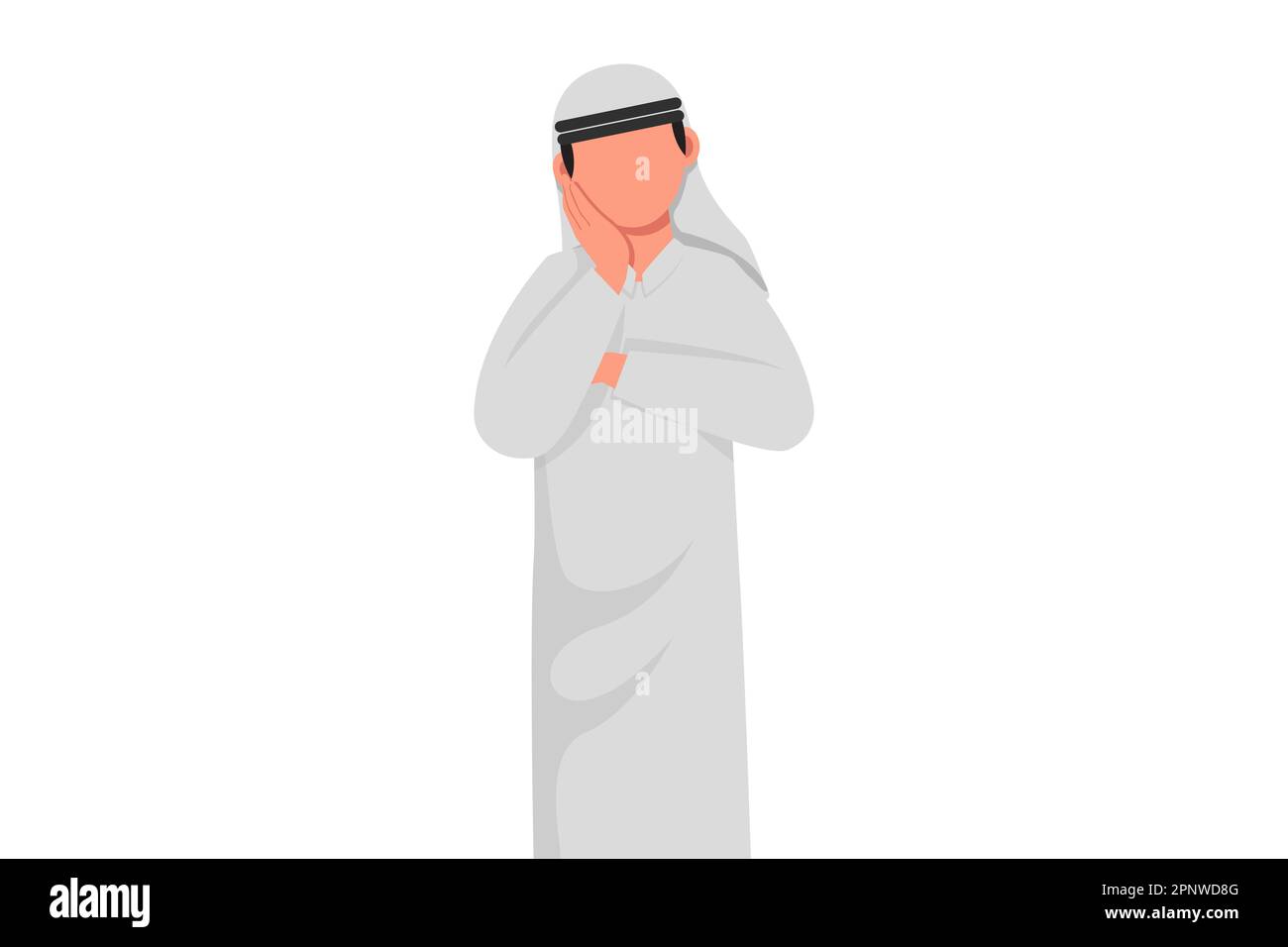 Business design drawing Arabian businessman holding hand on cheek with ...