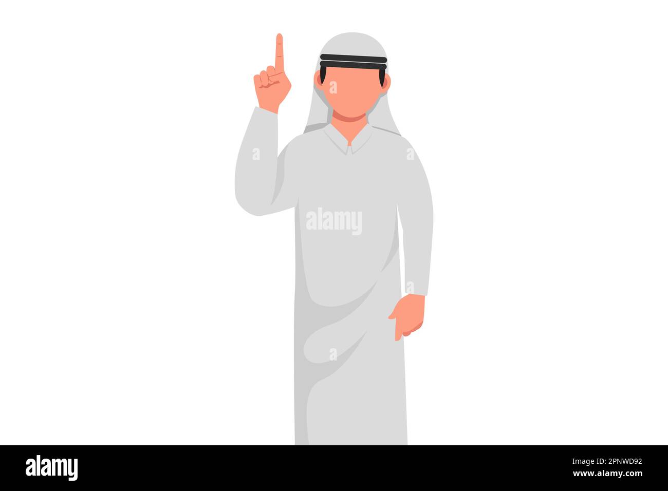 Business flat style drawing young Arabian businessman pointing up ...