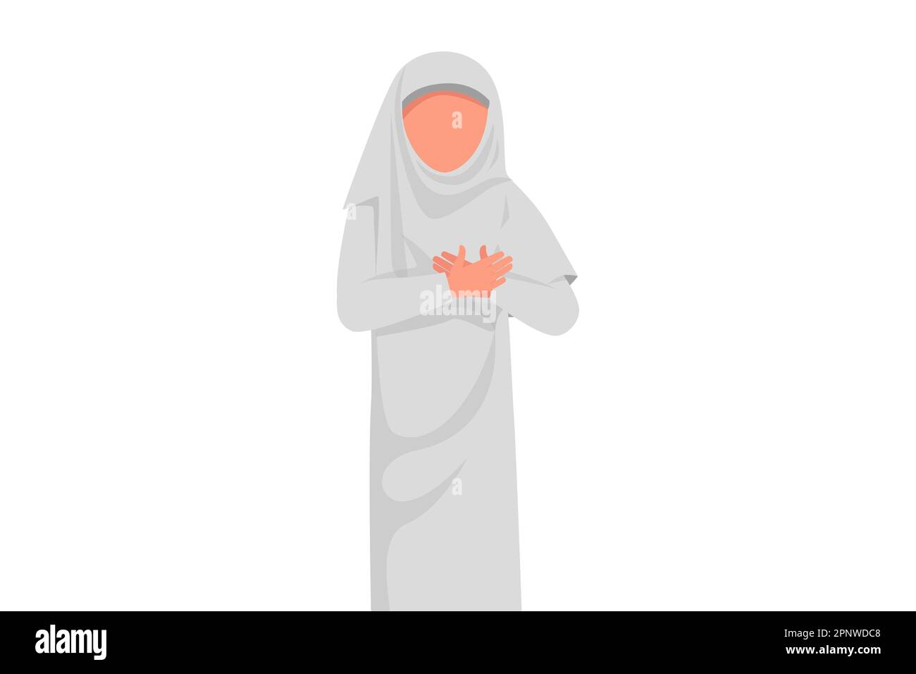 Business flat cartoon style drawing Arab businesswoman keeping hand on ...