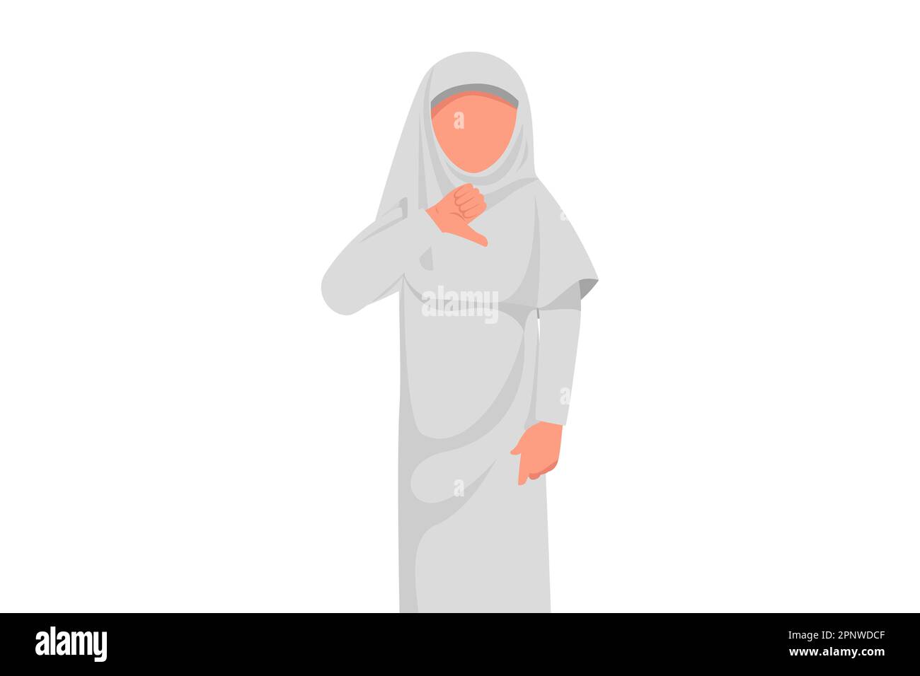 Business flat drawing unhappy Arab businesswoman showing thumbs down ...