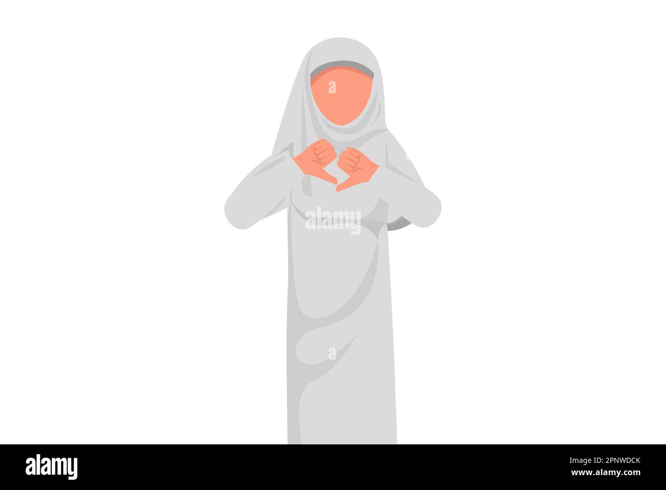 Business flat drawing of unhappy Arab businesswoman showing thumb down ...