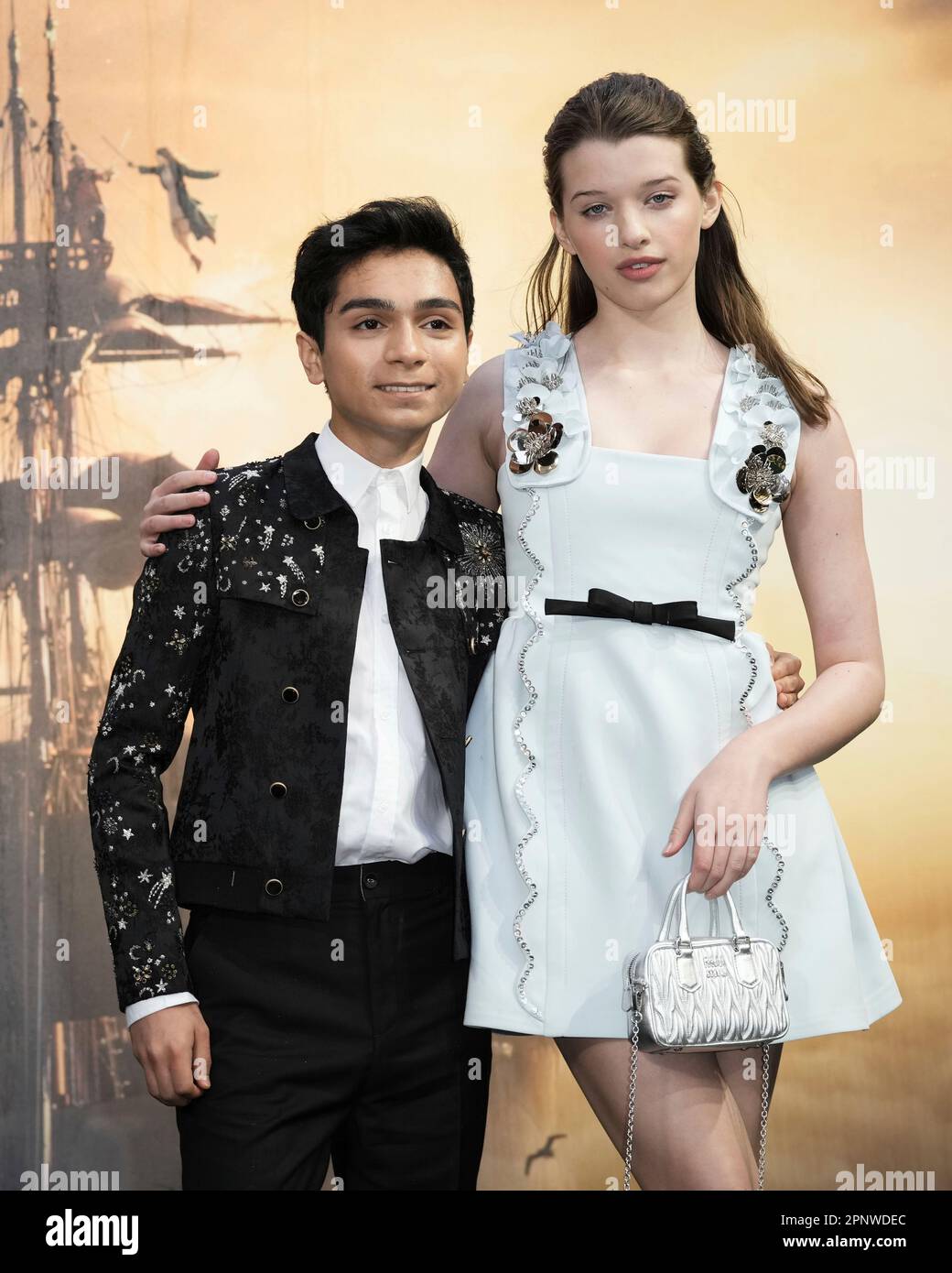 Alexander Molony, left, and Ever Anderson poses for photographers upon ...