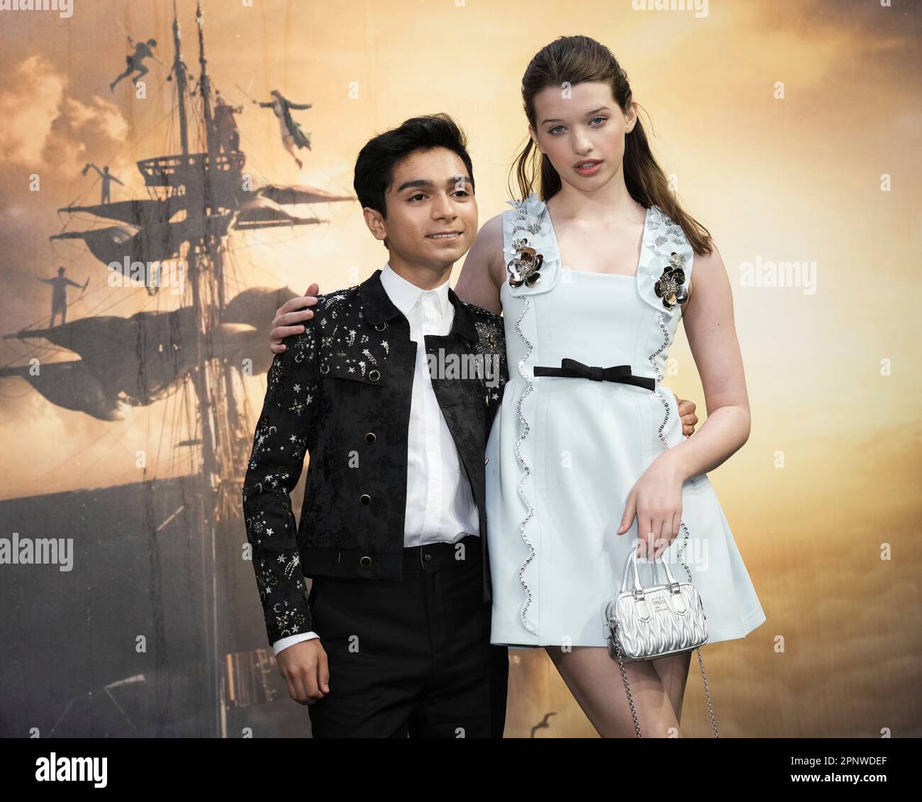 Alexander Molony, left, and Ever Anderson poses for photographers upon ...