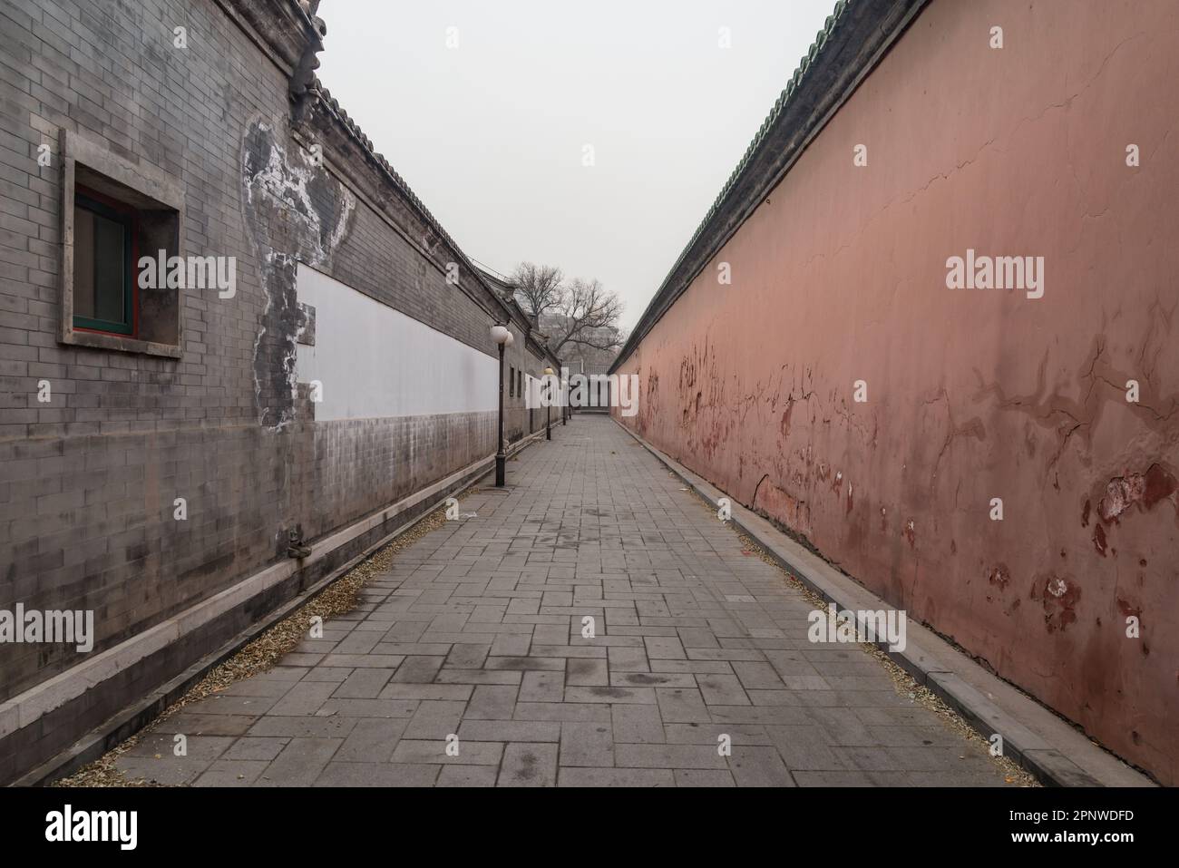 Long narrow street in the historical city center. Beijing. China Stock ...