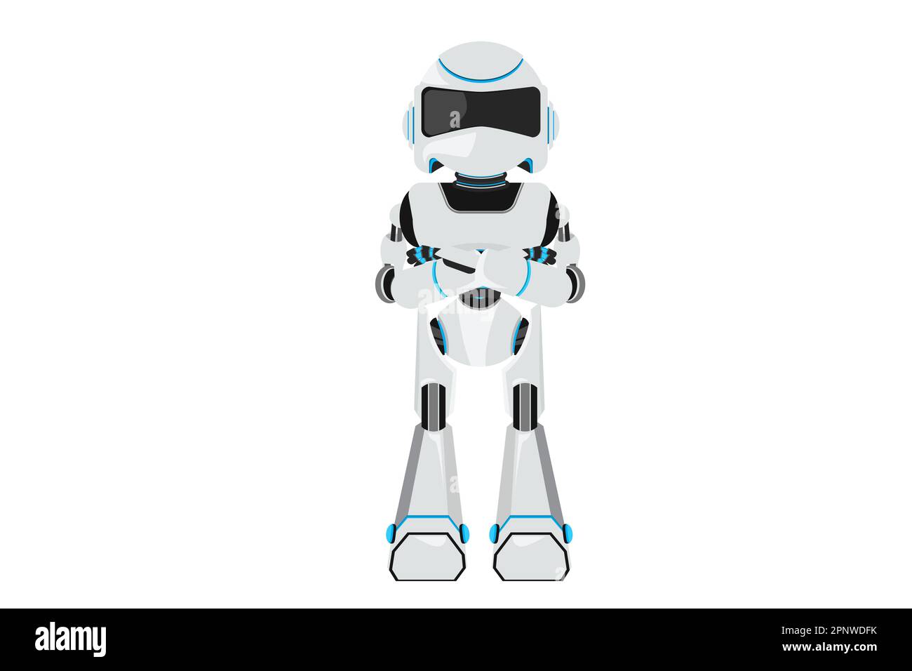 Business design drawing robot with keeping arms crossed. Robot standing ...