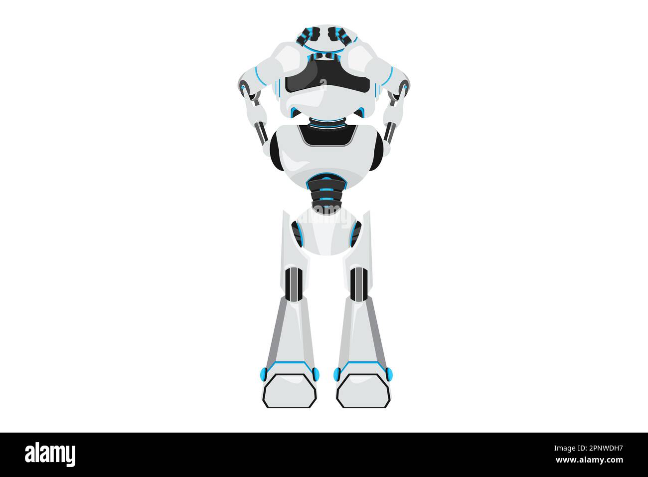 Business flat cartoon style drawing robot making heart symbol with ...