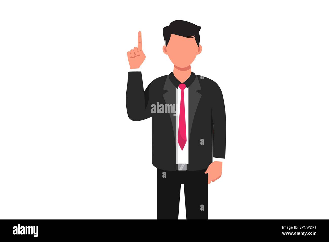 Business flat cartoon style drawing of happy businessman pointing index ...