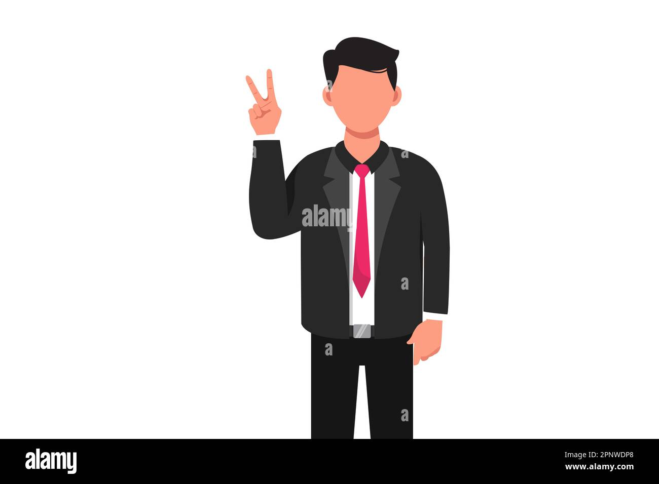 Business design drawing of businessman showing peace gesture with ...