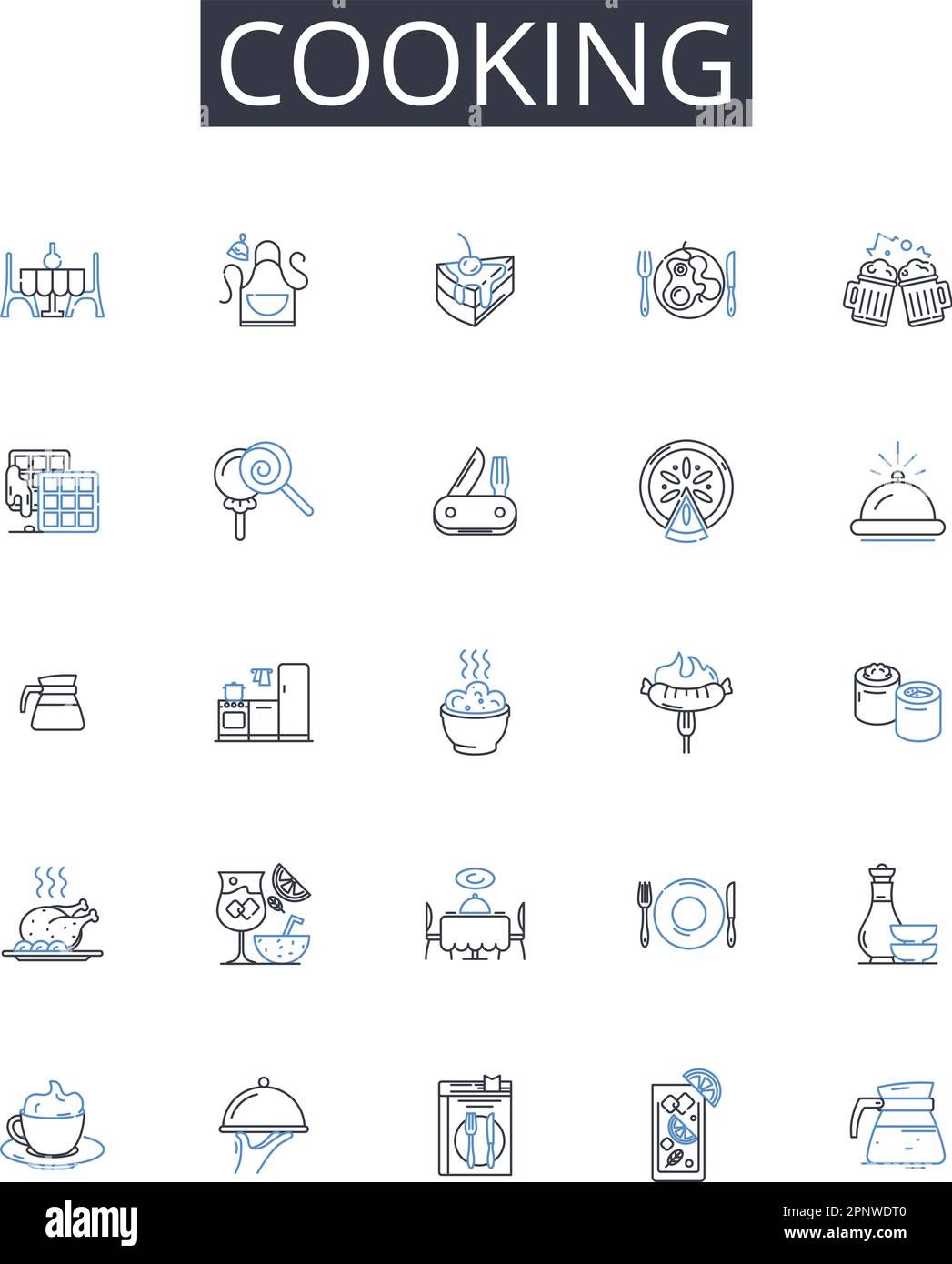 Cooking line icons collection. Culinary, Preparing, Baking, Roasting ...