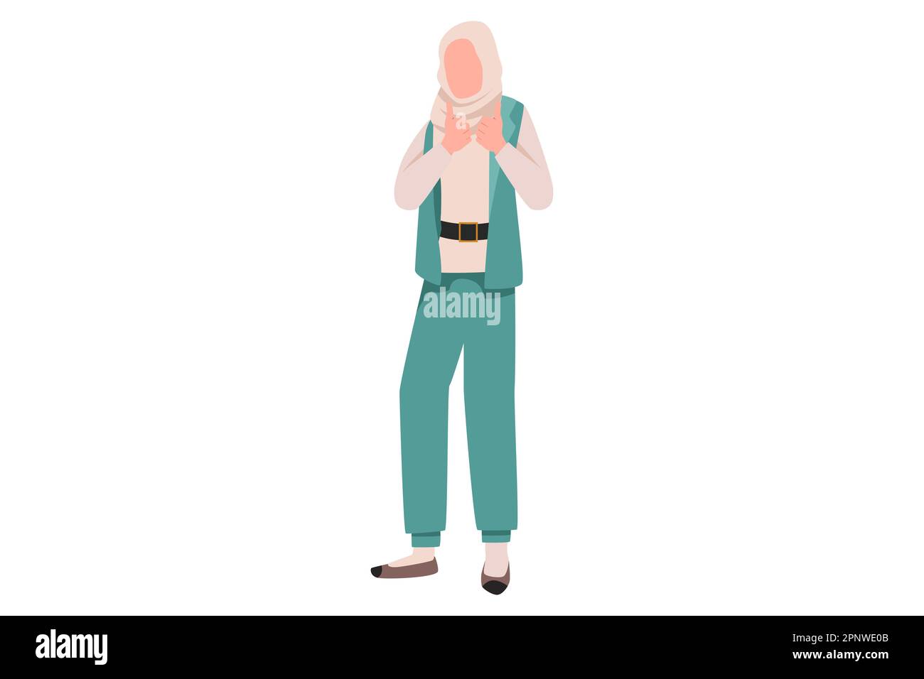 Business flat drawing excited Arabian businesswoman in hijab fashion ...