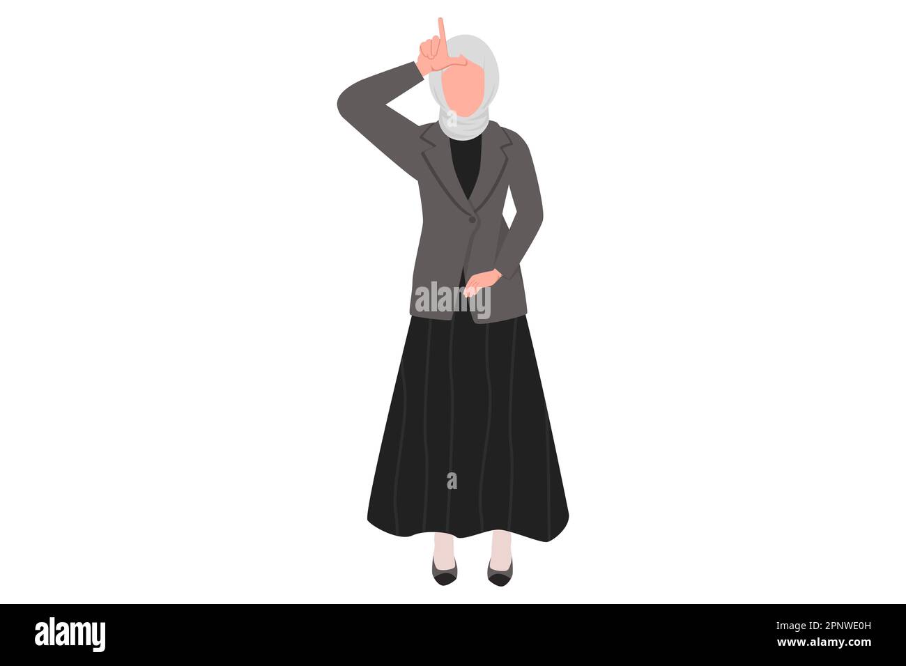 Business flat cartoon style drawing Arabian businesswoman showing L ...
