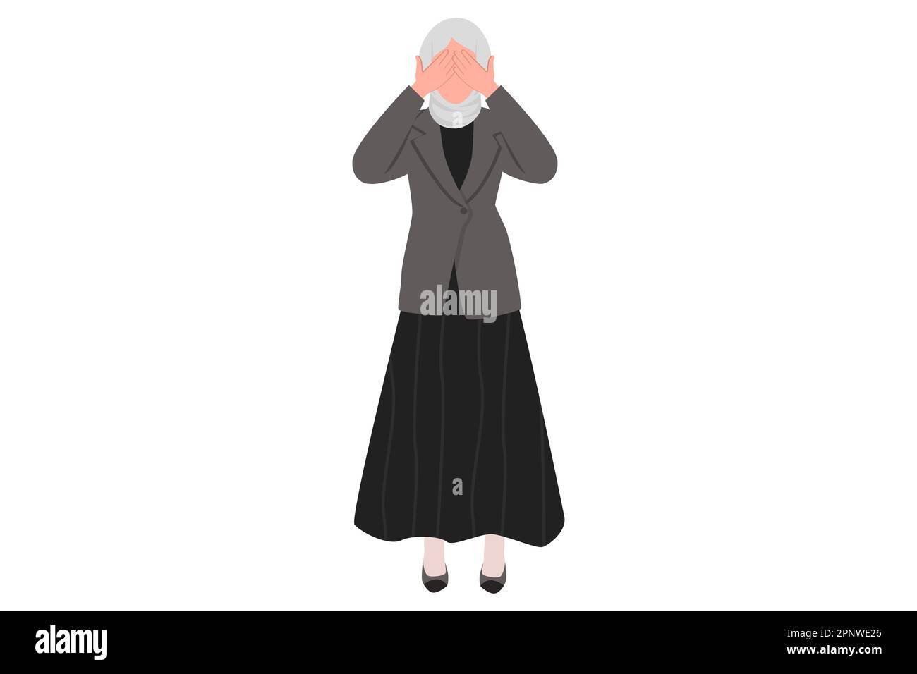 Business flat drawing Arabian businesswoman covering her eyes with ...