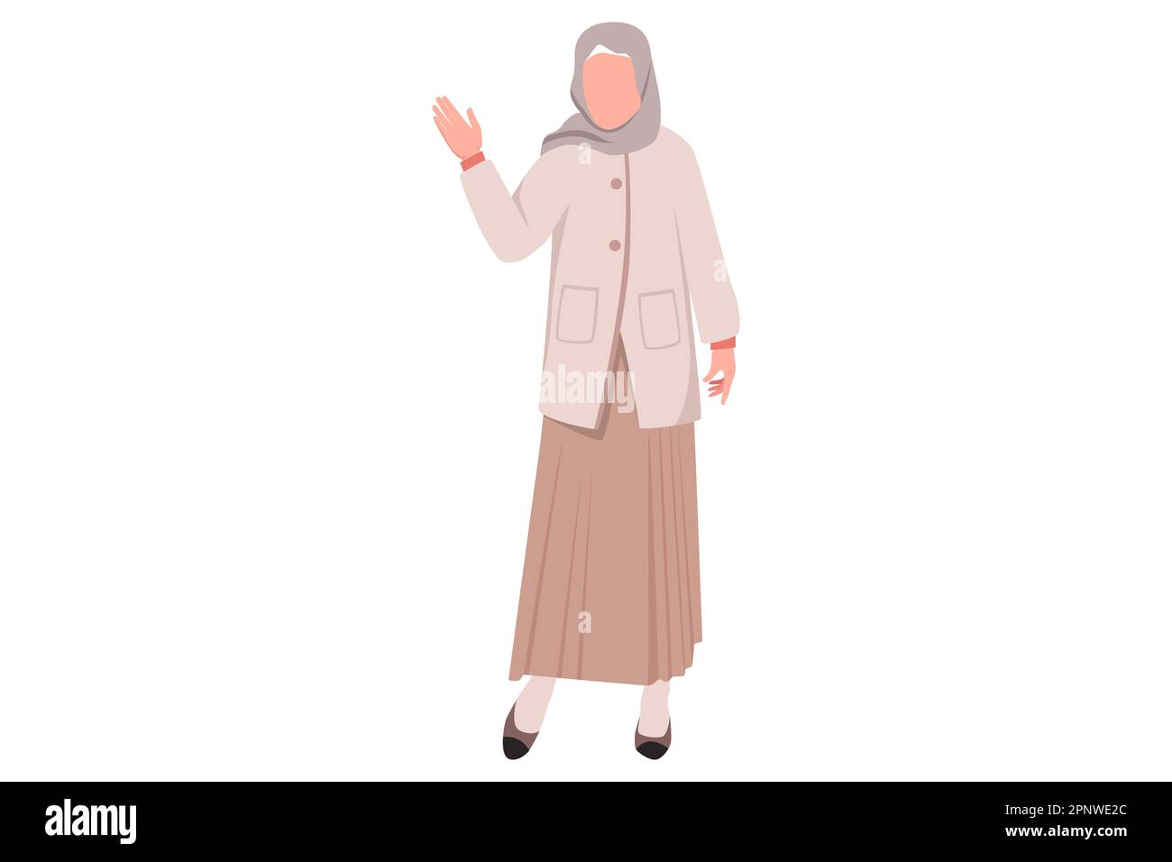 Business flat cartoon style drawing Arab businesswoman standing and ...