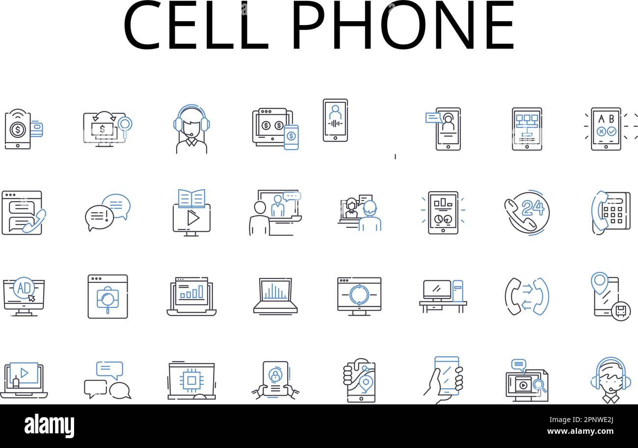 Cell phone line icons collection. Mobile ph, Smartph, Handset device ...