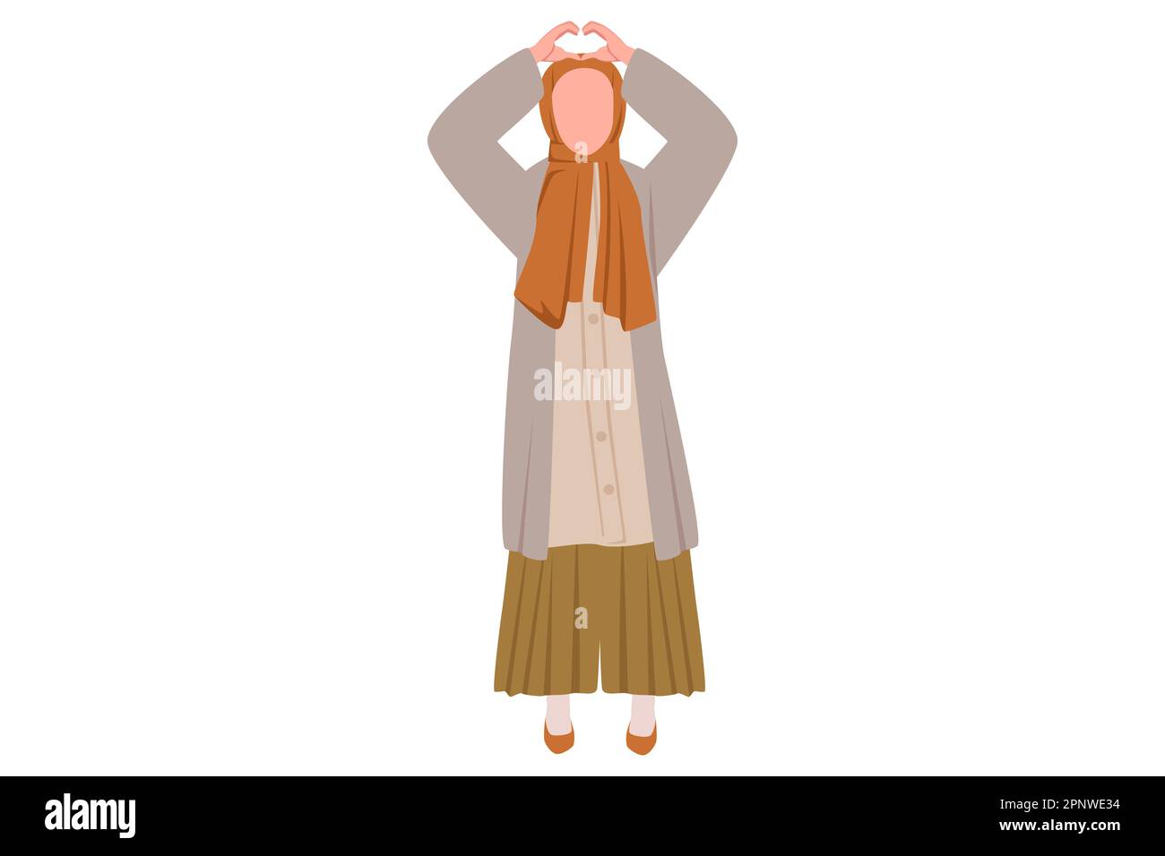 Business flat cartoon style drawing Arabian businesswoman showing heart ...