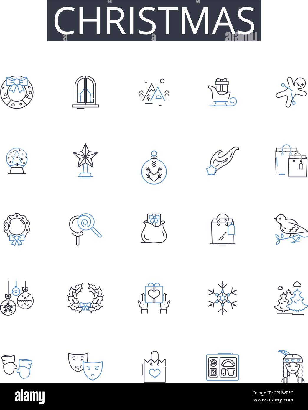 Christmas line icons collection. Yuletide, Noel, Holiday season ...