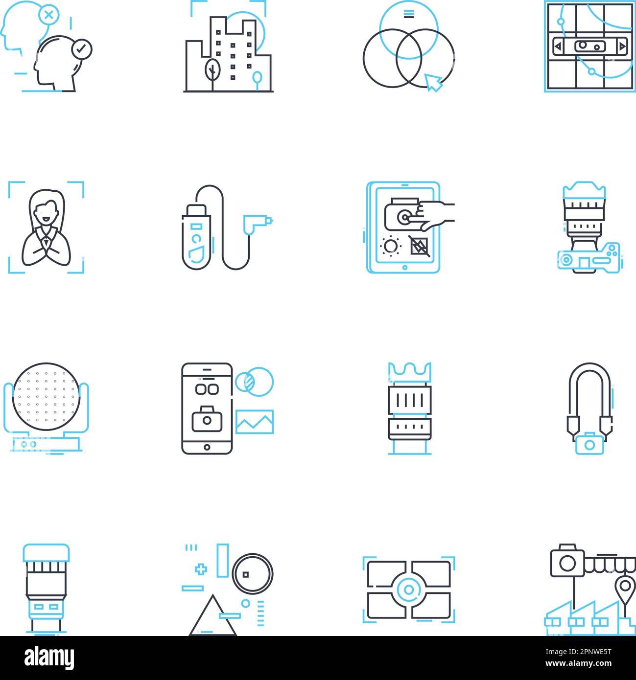 Product photography linear icons set. Lighting, Focus, Composition ...