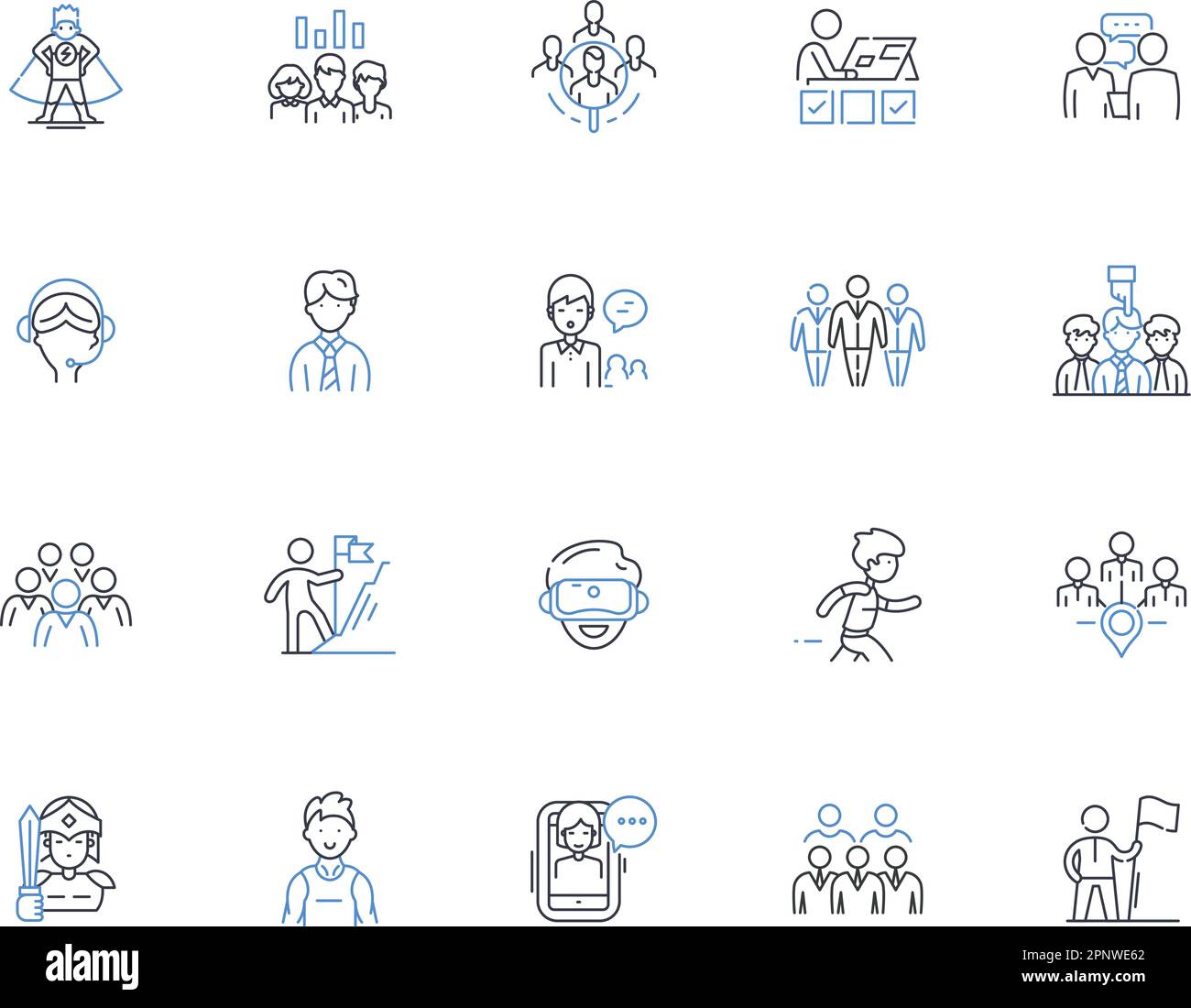 Adolescent audience line icons collection. Identity, Horms ...