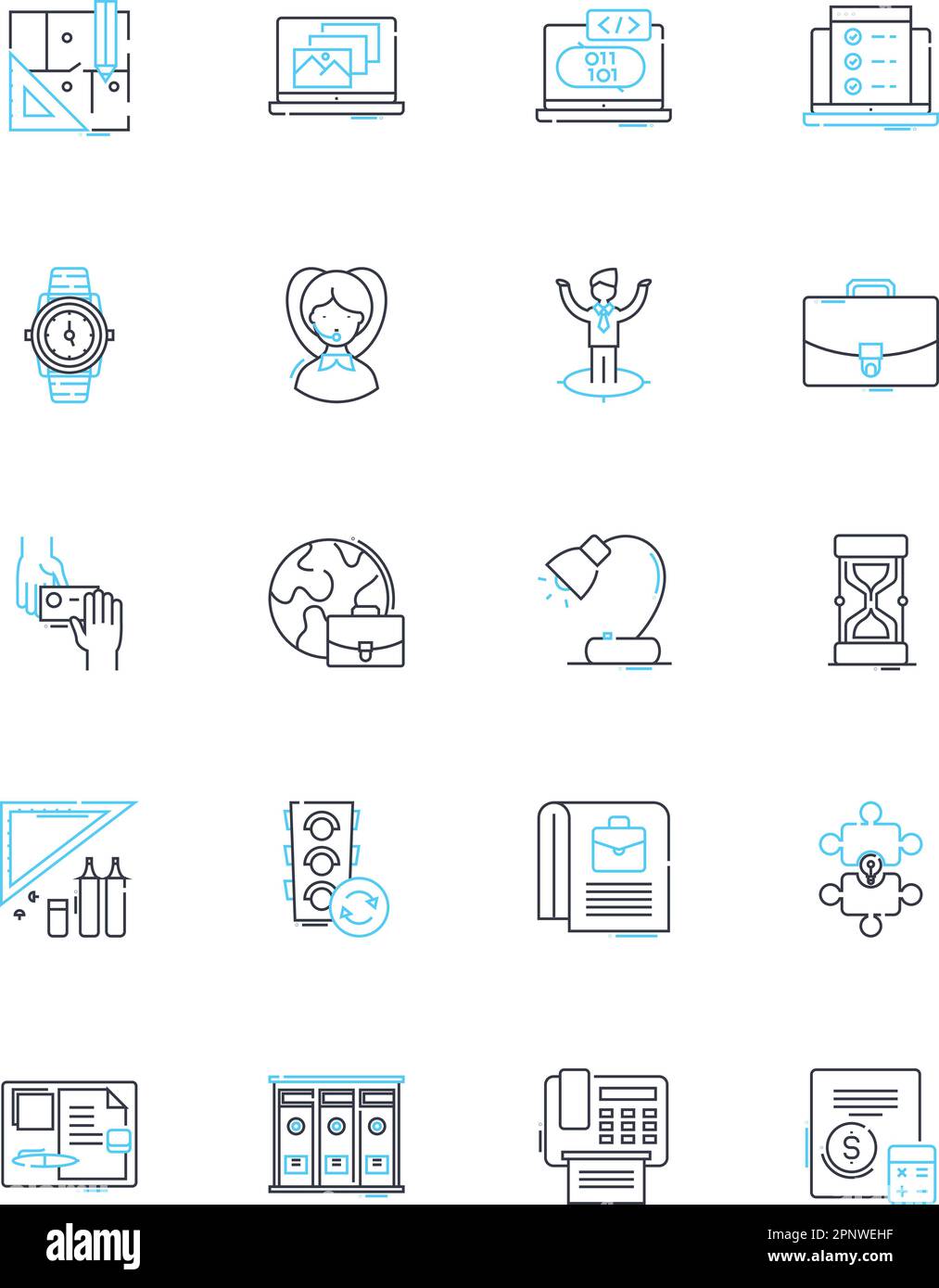 Administrative setup linear icons set. Hierarchy, Structure, Protocol, Chain, Order, System ...
