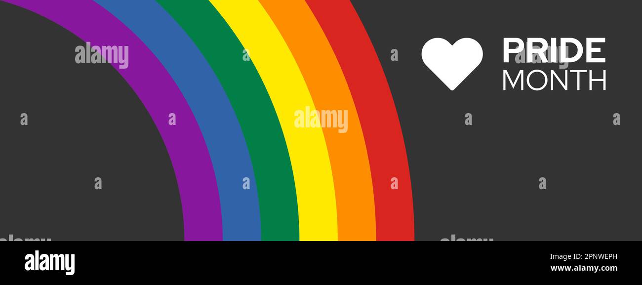 Pride month banner background. Heart shape and text with Pride flag ...
