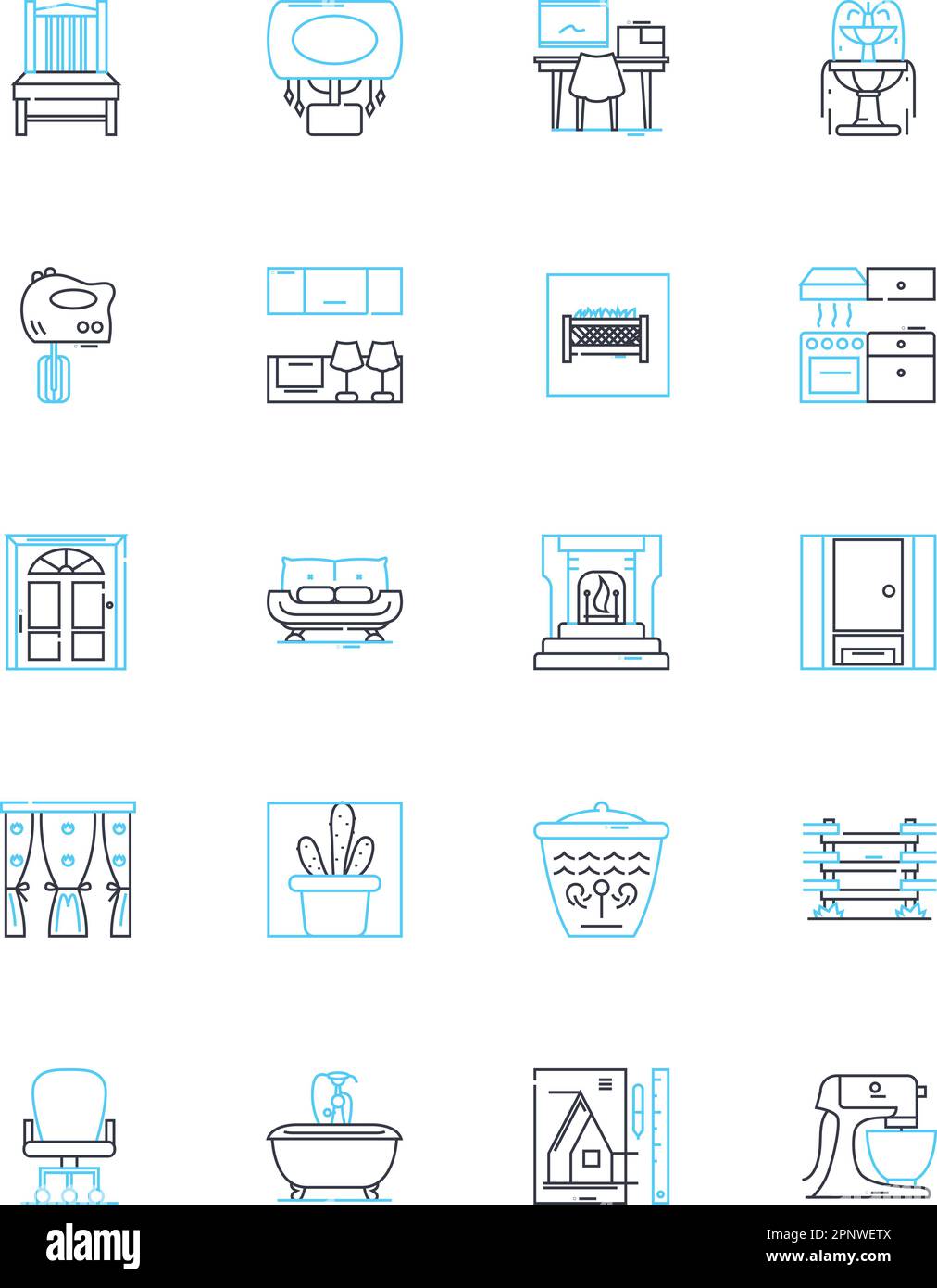 Coffee table linear icons set. wood, glass, metal, modern, rustic ...