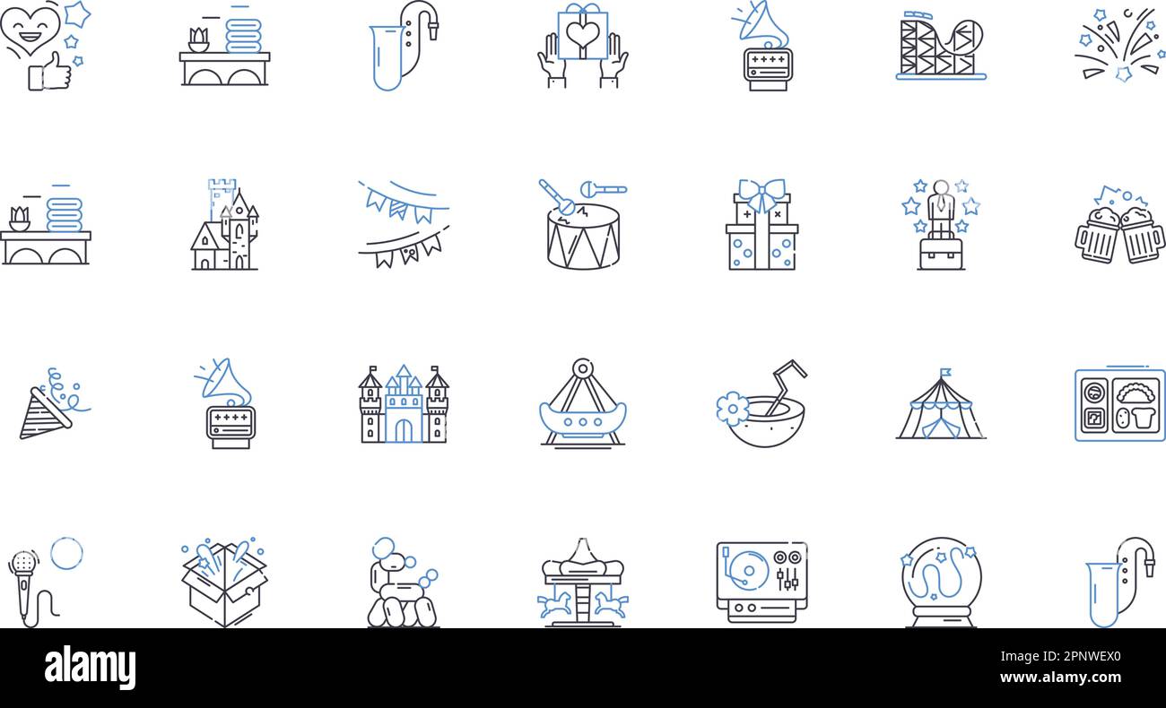 Revelry line icons collection. Celebration, Festivity, Merriment ...