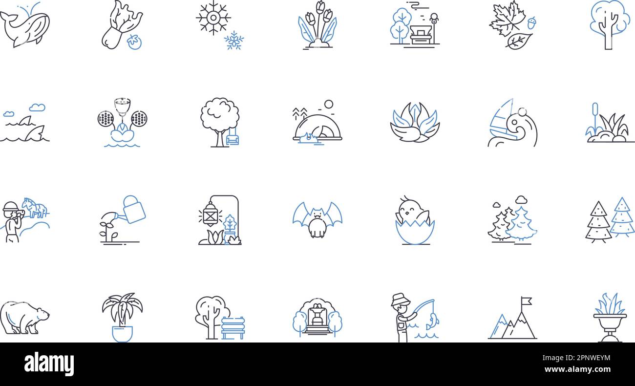 Flora and fauna line icons collection. Wildflowers, Wildlife ...