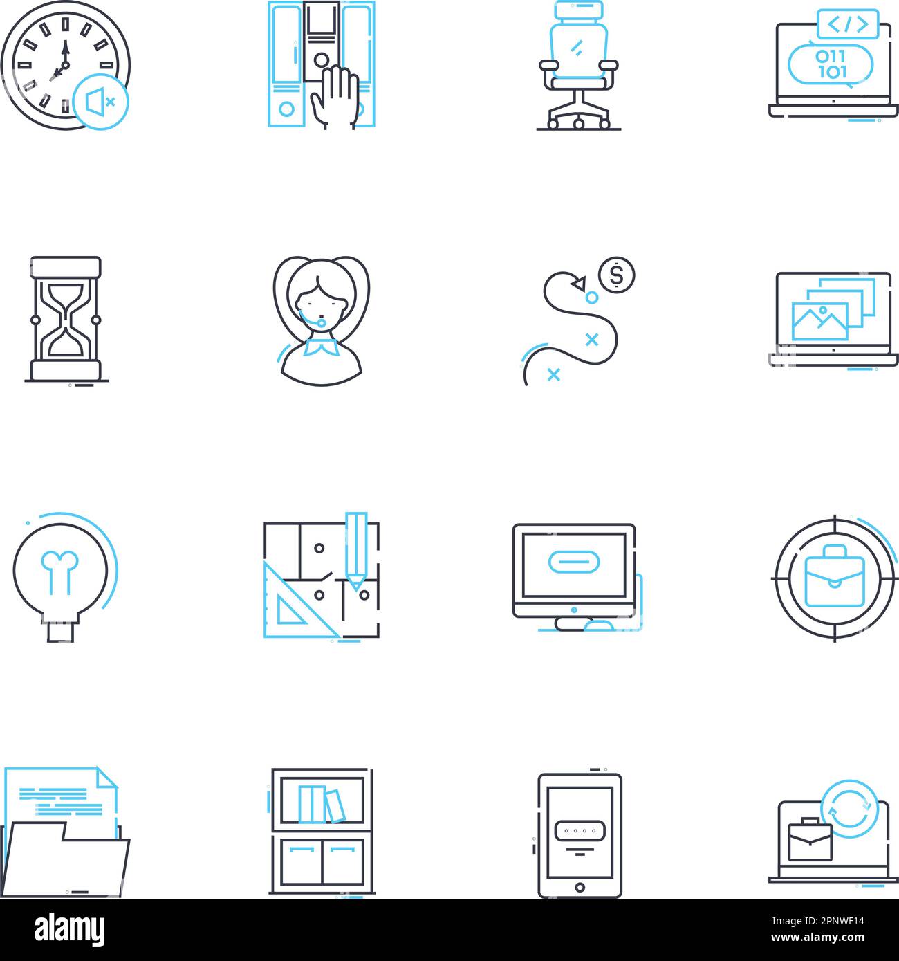 Management System Linear Icons Set Efficiency Streamlined