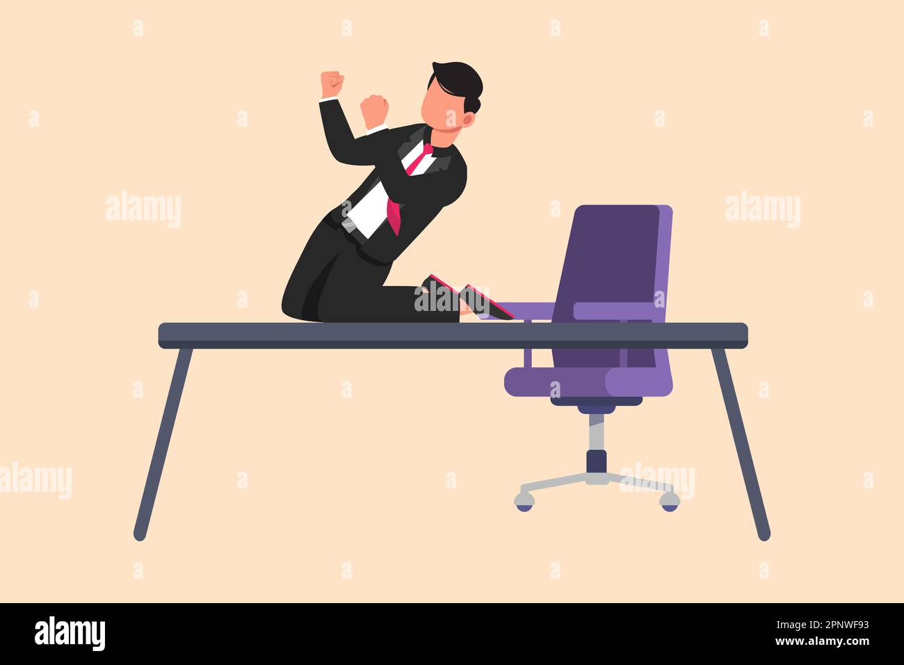 Business design drawing happy businessman kneeling with celebrating ...